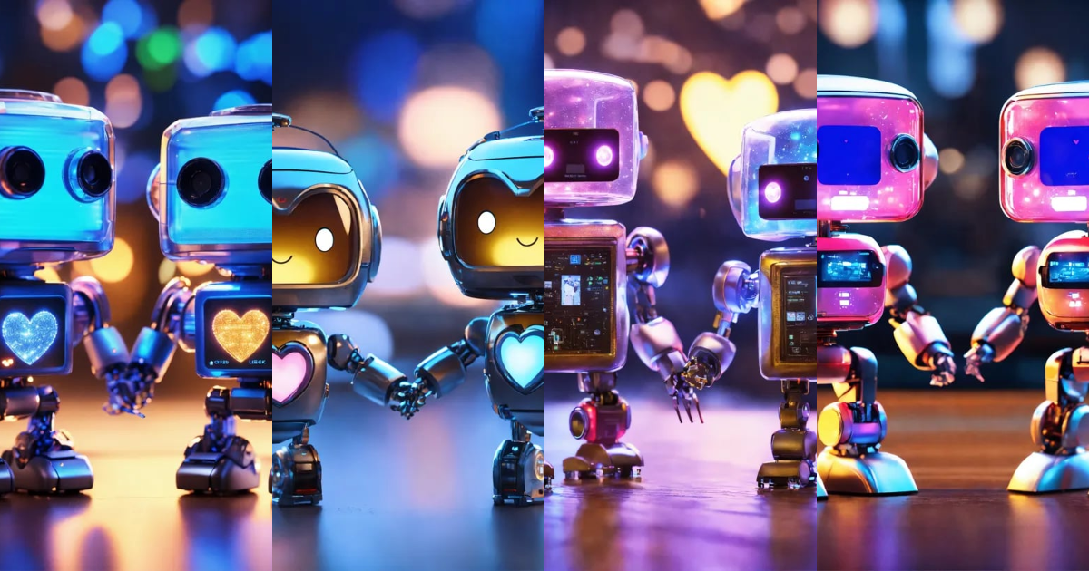 Lexica - Two adorable robots, two (tiny cute translucent polycarbonate ...