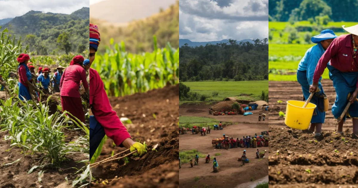 Lexica - Indigenous people labor on the land.