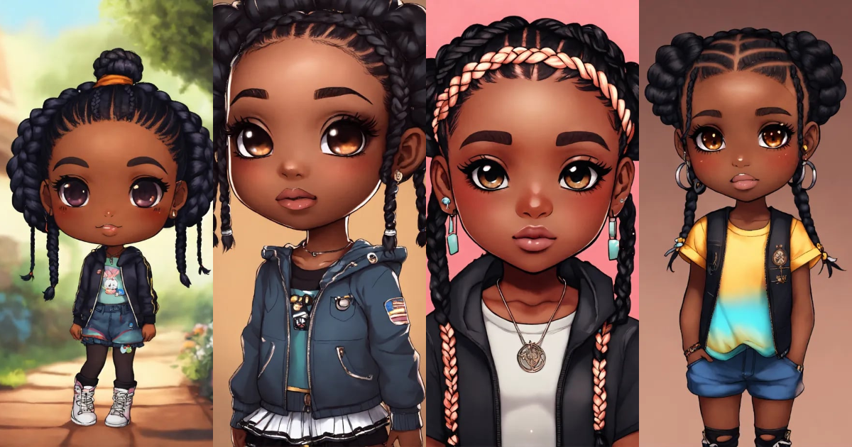 Lexica - Black girl chibi with braids