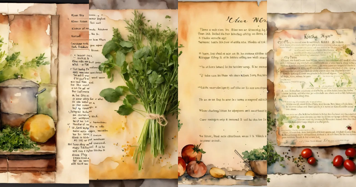 Lexica - Square 12 x 12 scrapbook page of a kitchen recipe, in the form ...