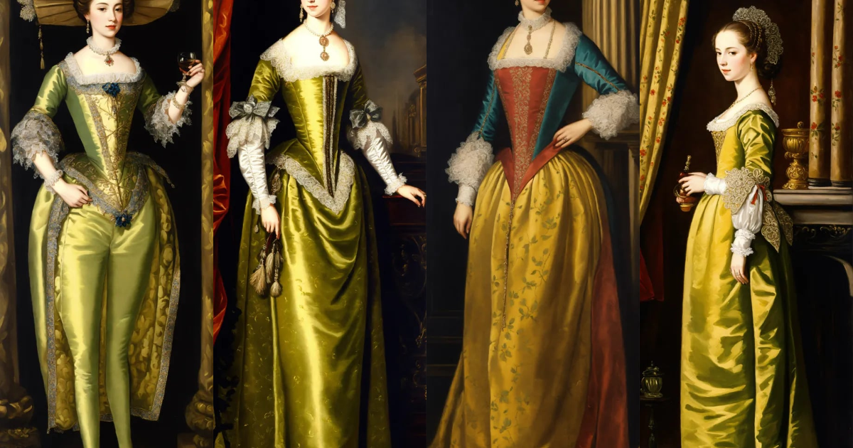 Lexica - Oil painting of elegant ladies evening outfit 1600s