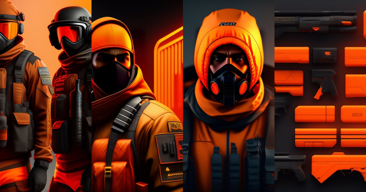 Lexica - CS-GO man terrorist skin, hollographic orange details color ...