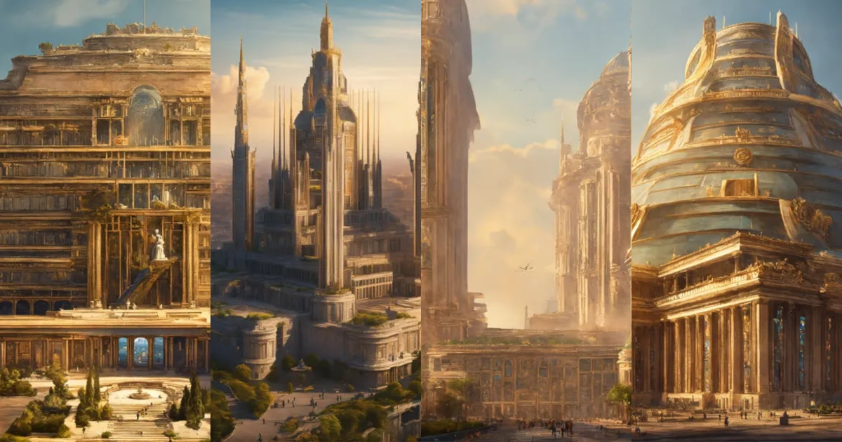 Lexica - Gigantic futuristic high-rise building palace reaching to the ...