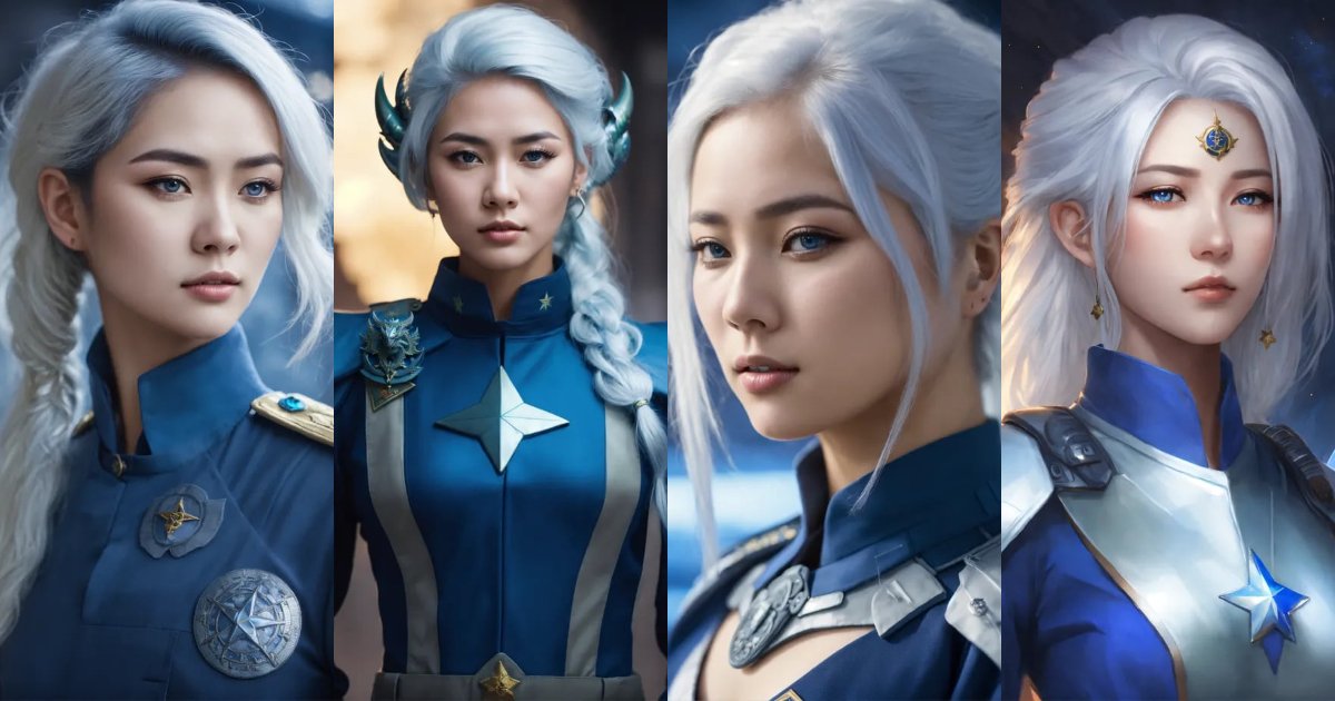 Lexica - A beautiful alien woman, with white hair, light blue Asian ...