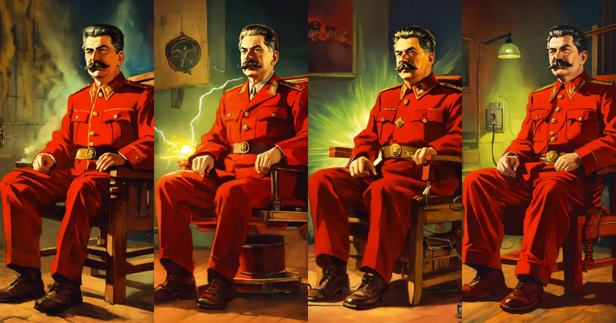 Lexica - Illustration Stalin in the electric chair