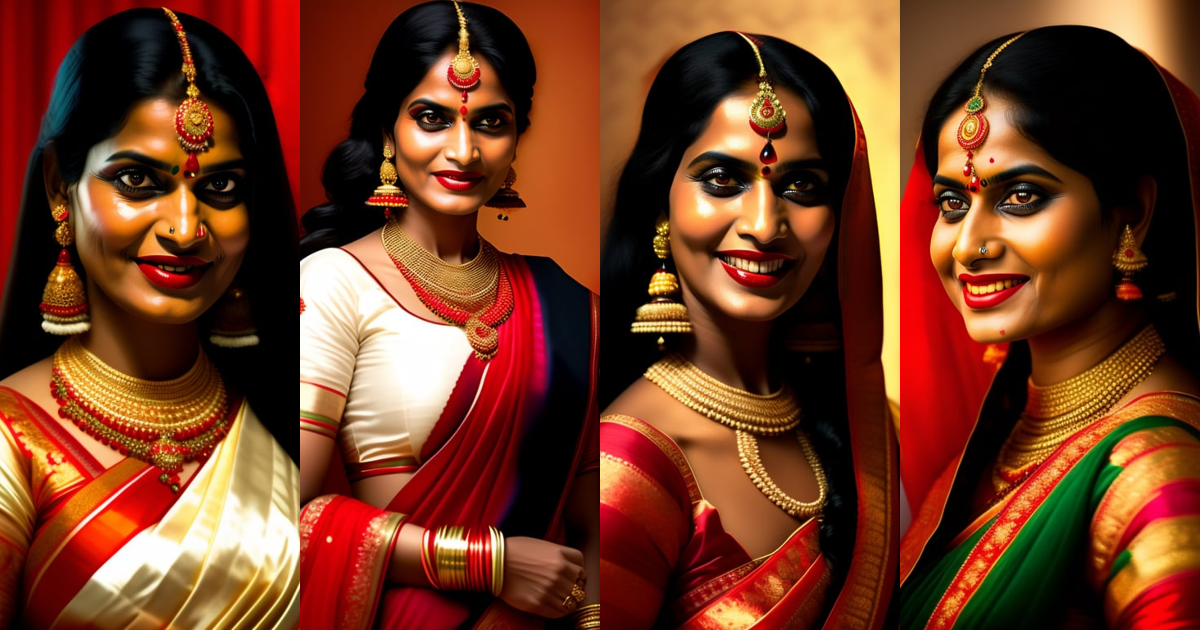 Lexica - A traditional Bengali woman, evil eyes, mouth open showing ...