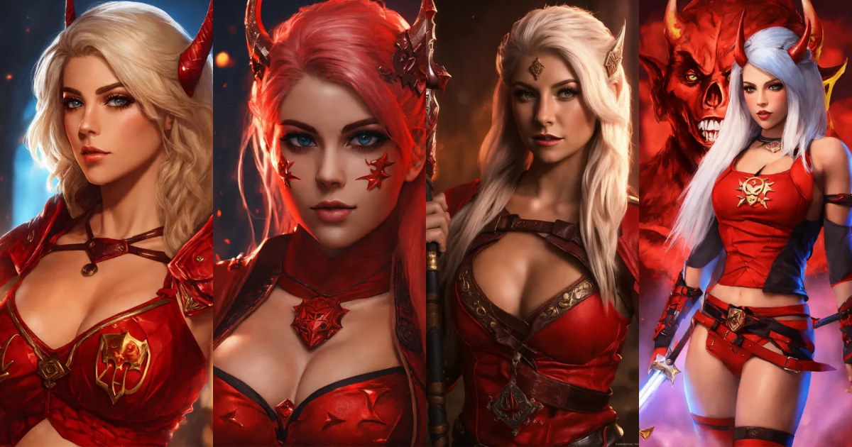 Lexica - Red devil girl Alexa Bliss D&D, fantasy, cinematic.