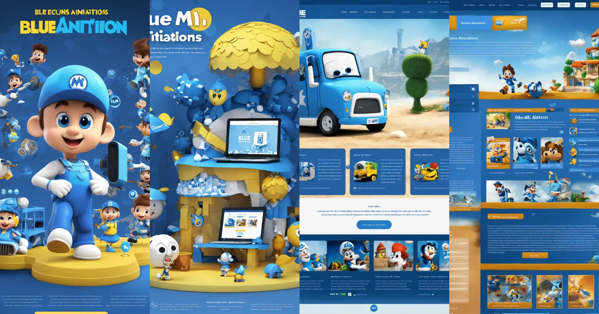 Lexica - Website layout design for "Blue M Animations" - blue, white ...