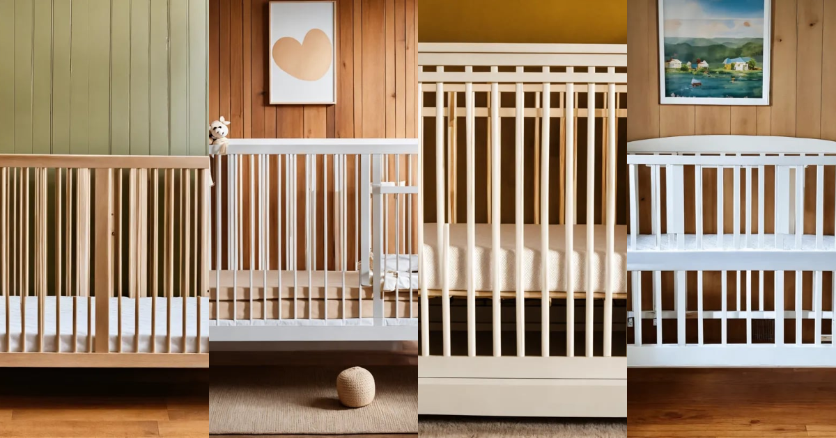 Lexica - A photo of a baby crib with a mattress. The crib is made of ...