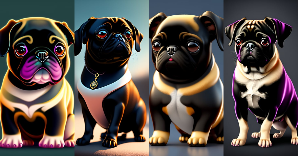 Lexica - Black Pug, Anime style, Fullbody