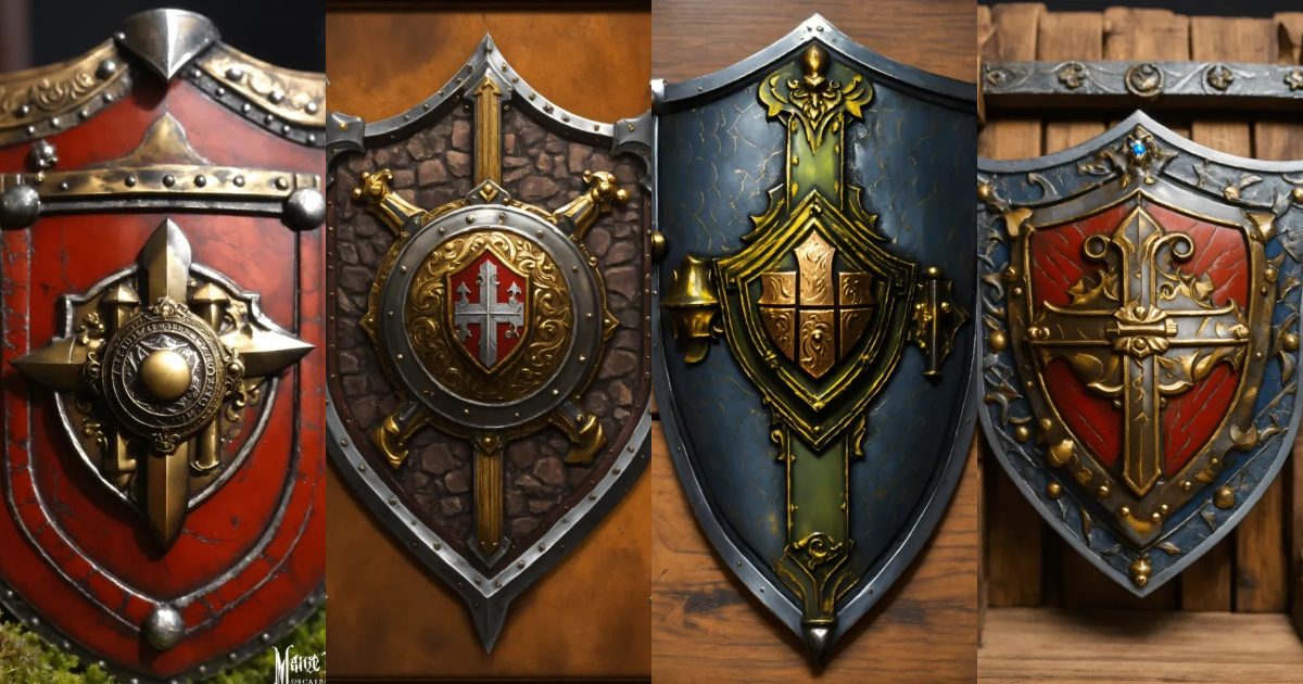 Lexica - Dwarf crest metal shield, scale