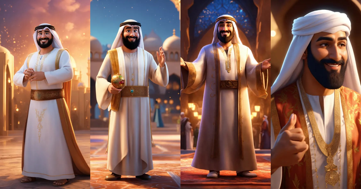 Lexica - Create a 3D rendering of a wealthy Arab sheikh from Dubai ...
