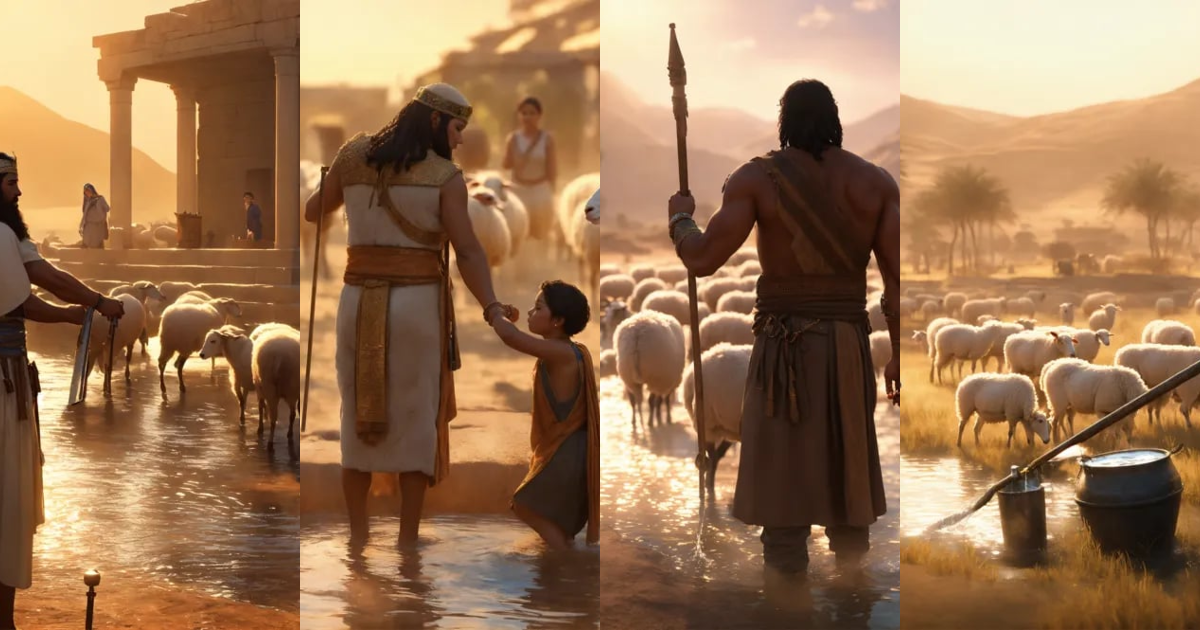 Lexica - Moses strong man helps jethro's daughters draw water from the ...