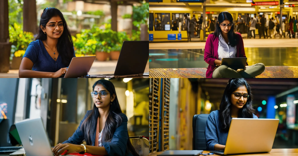 Lexica - Indian Software Engineer Woman that is coding and travelling ...