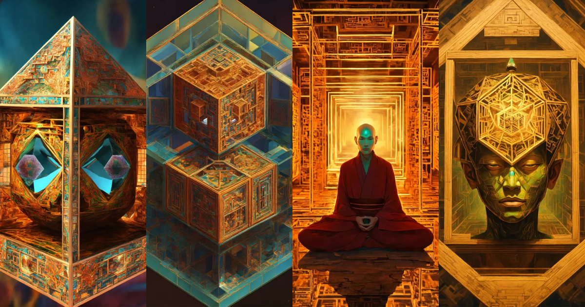 Lexica - Taoist monk tesseract body fractal three point perspective ...