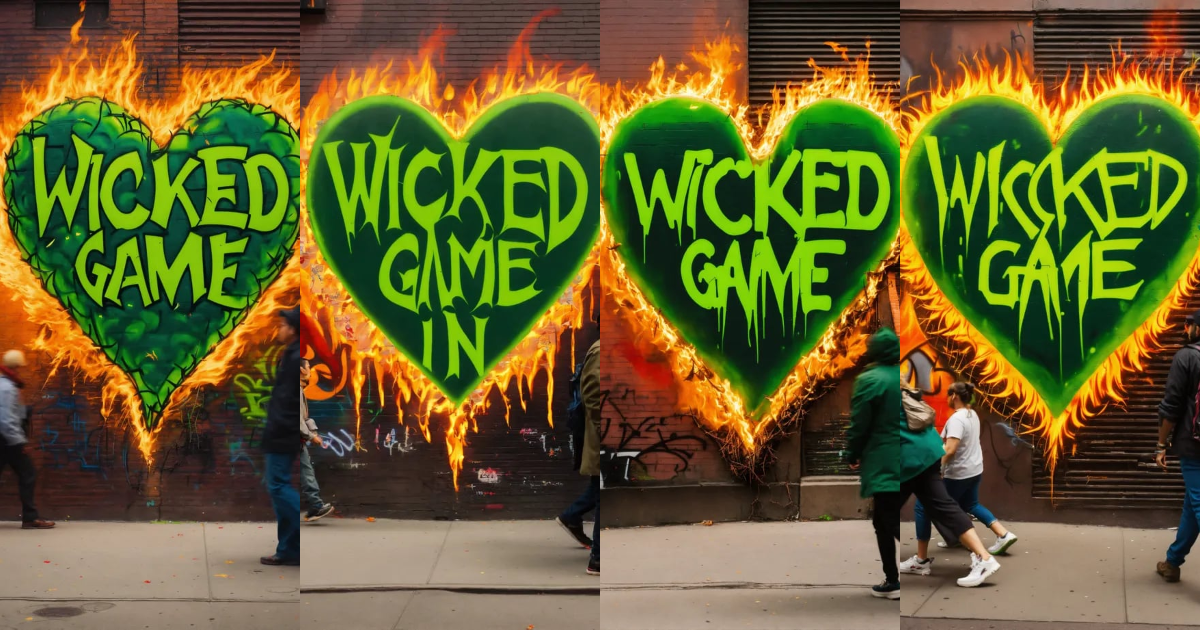 Lexica - A graffiti of a heart on fire with thorns saying wicked game ...