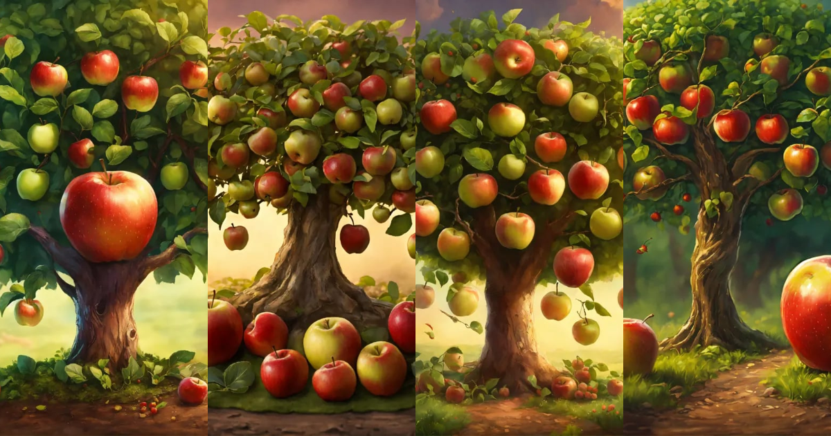 Lexica - The growing process of an apple from a seed to a tree with ...