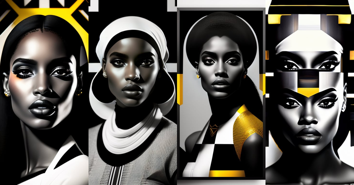 Lexica - Op art, hyper Black Egyptian style girl portrait , female ...