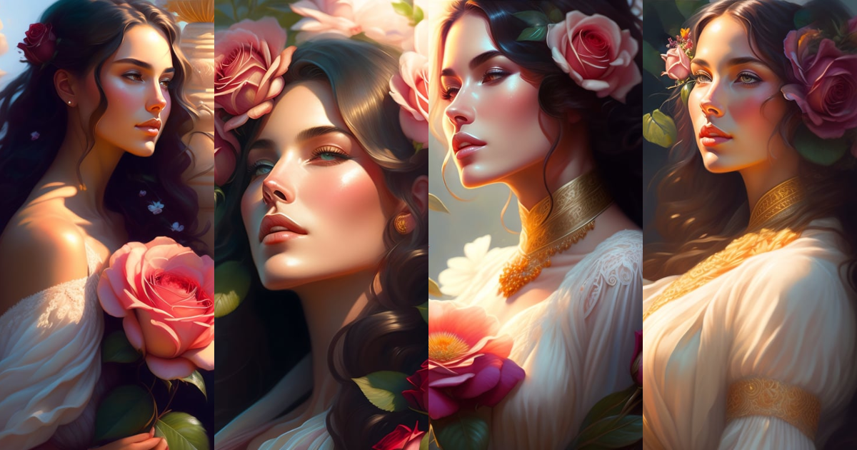 Lexica - Woman smelling a flower, roses everywhere, highly detailed ...