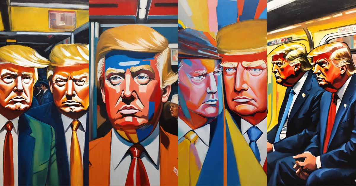 Lexica - Two faced trump in nyc subway, romatic abstract painting ...