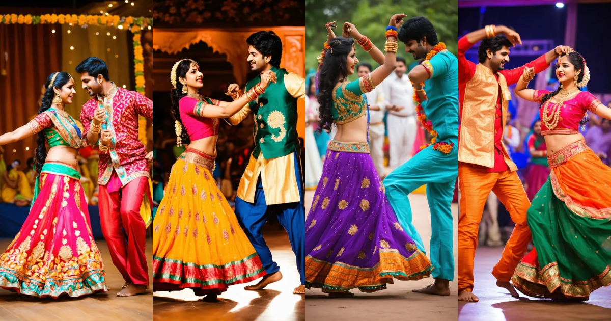 Lexica - Cute India couple dancing on Garba, An Indian Gujarati dance form
