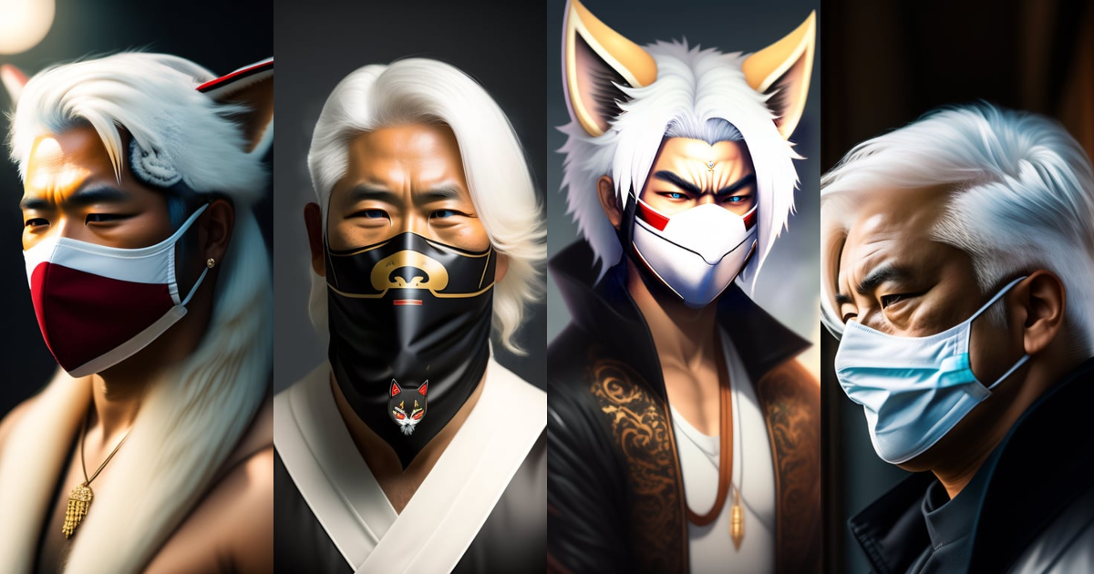 Lexica - A person with sad eyes with a kitsune mask hanging close to ...