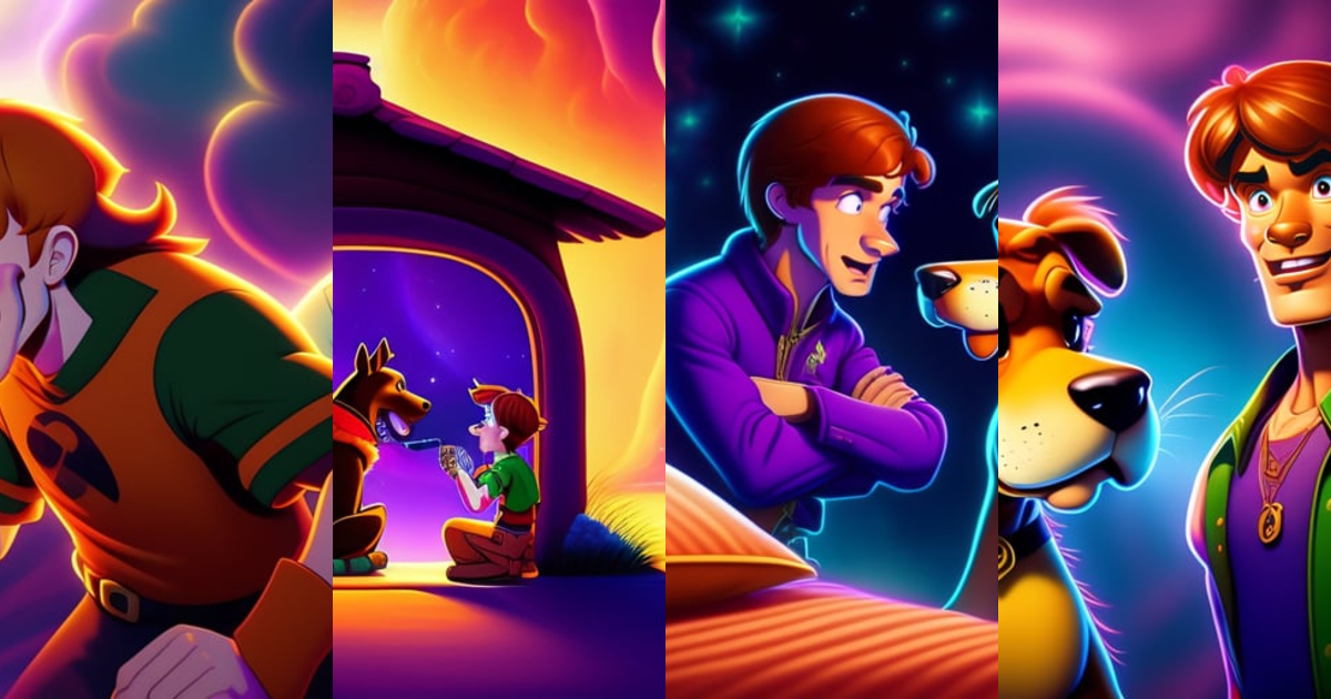 Lexica - A beautiful photo of Scooby-doo and Shaggy being scared of a ...