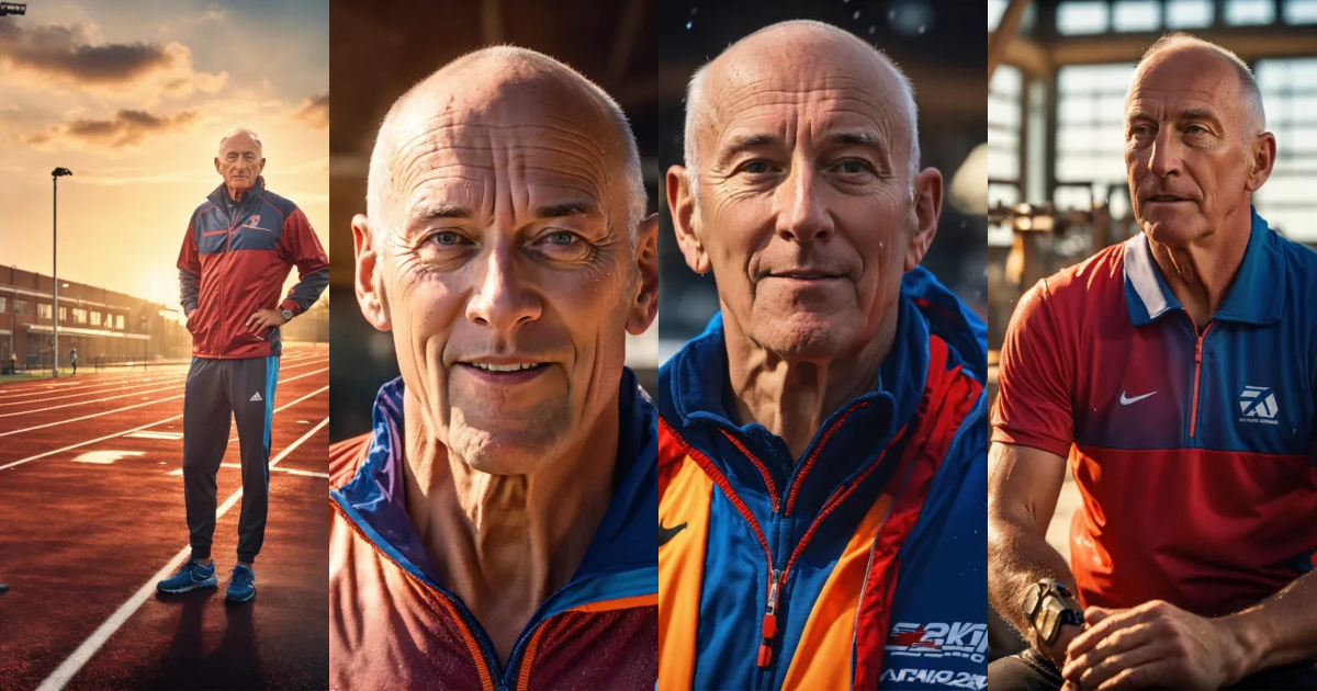 Lexica - 8k HDR photo young portrait of track and field coach "Bill ...