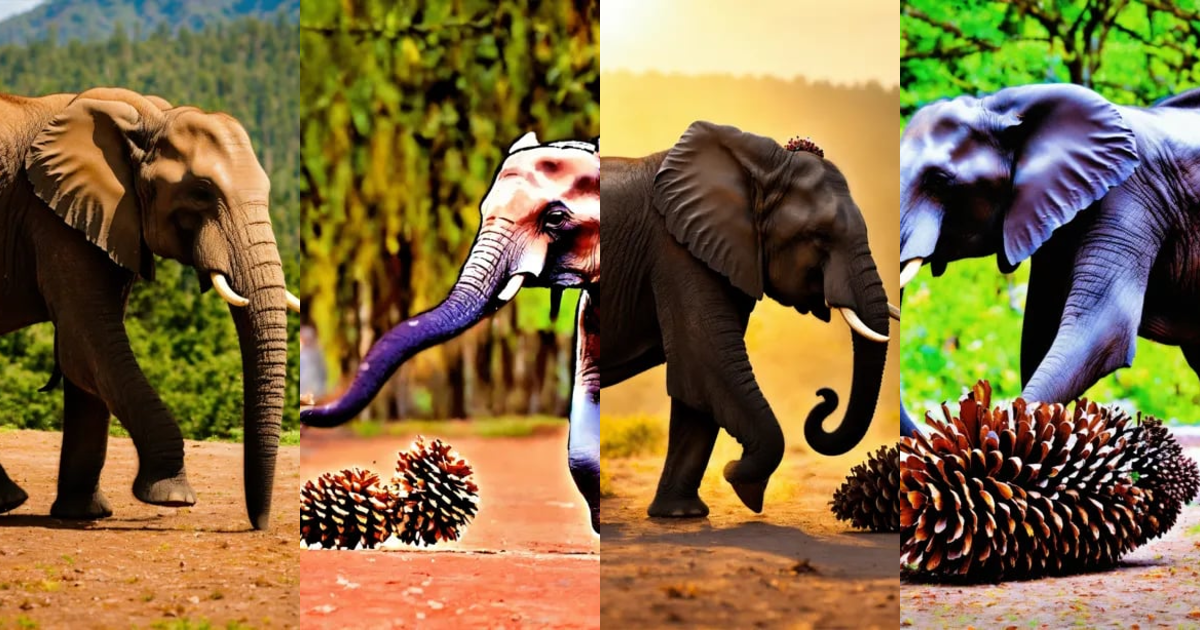 Lexica - Elephant stomping pinecone