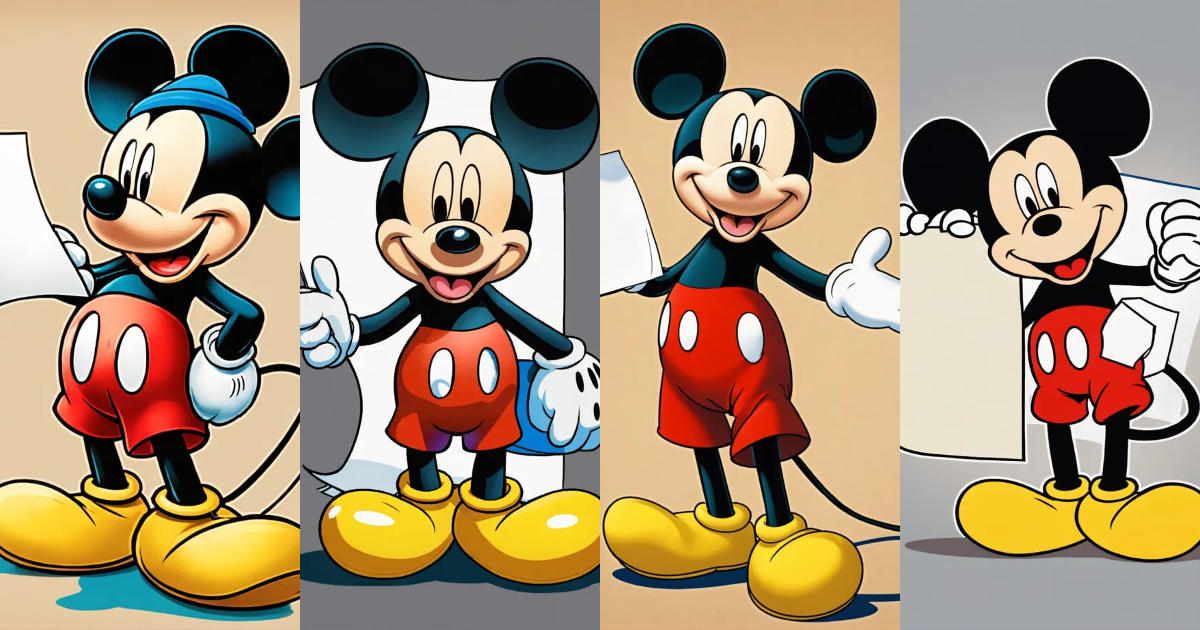 Lexica - 2d mickey mouse holding a sheet of paper in his hands, 8 k ...