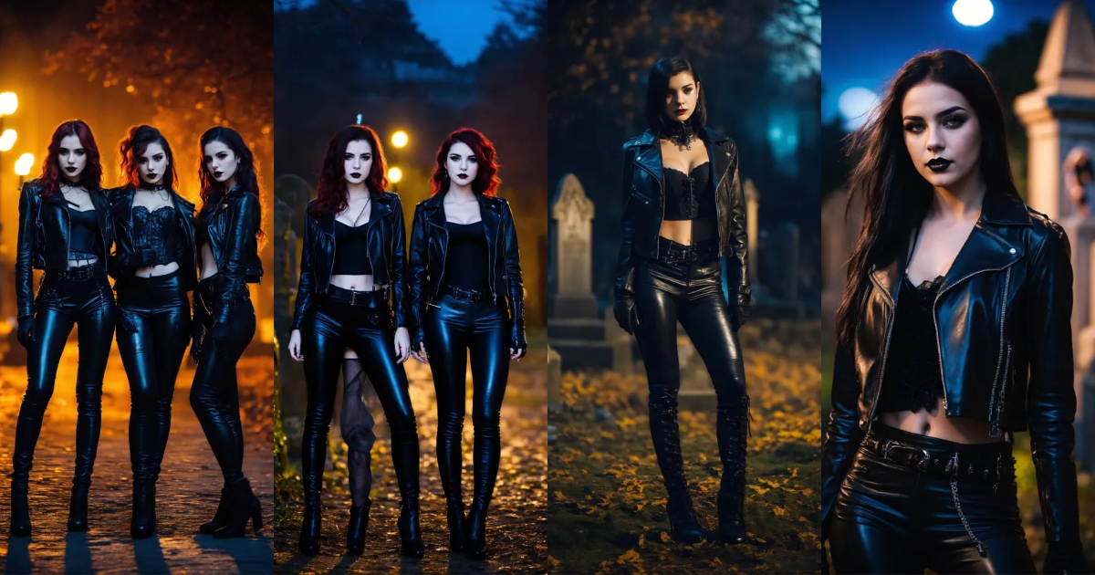 Lexica - Three stunning young gothic girls posing in the graveyard ...