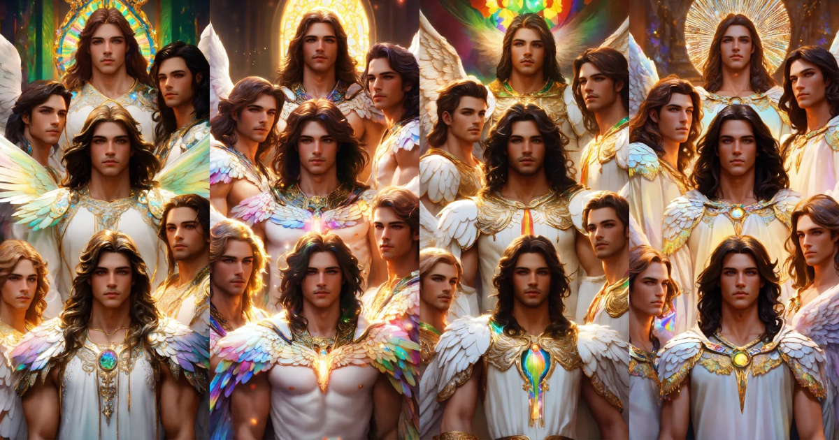 Lexica - Group of 7 beautiful and perfect male Angels, detailed and ...