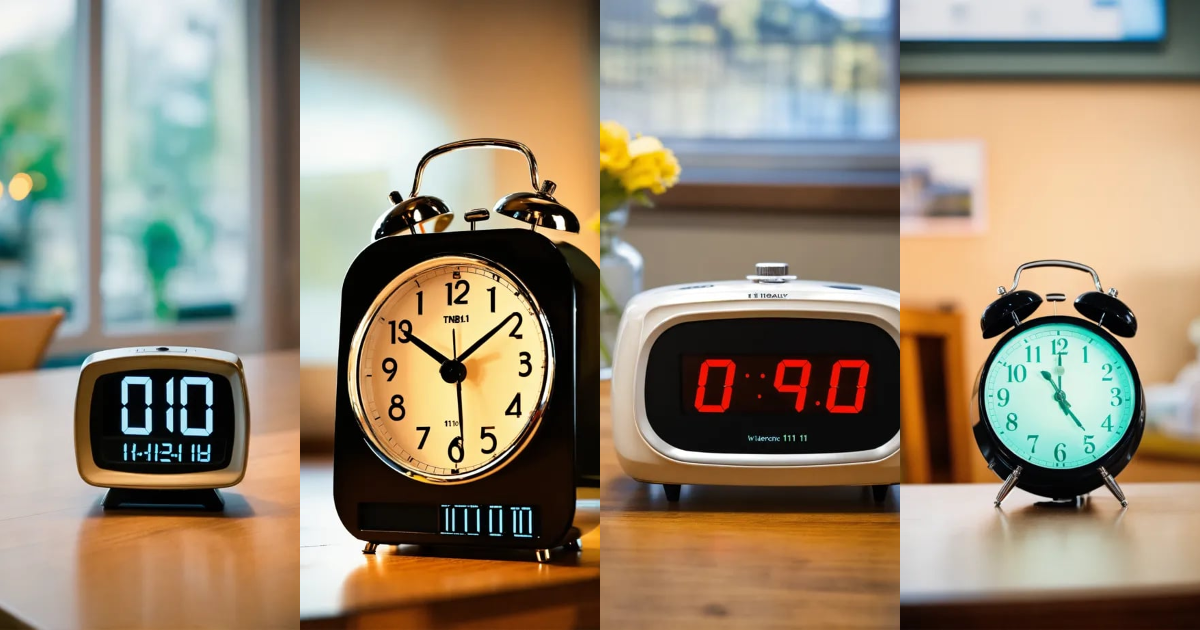 Lexica - An alarm clock with number "1111" on the screen on a table and ...