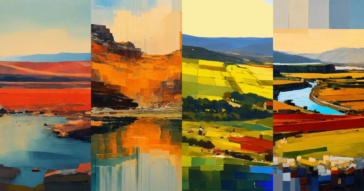 Lexica - Refyk Anadol style, landscape, recursive art, oil painting ...