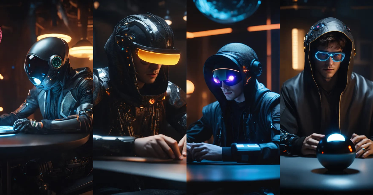 Lexica - Nerdy 25 year old male cyborg hacker wearing futuristic ...