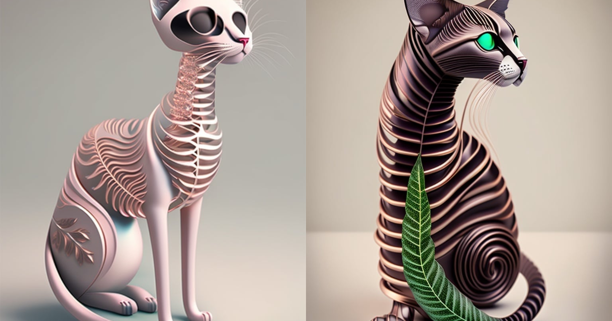 Lexica - 1920;s slinky cat skeleton with leaf and flowers , feminine ...