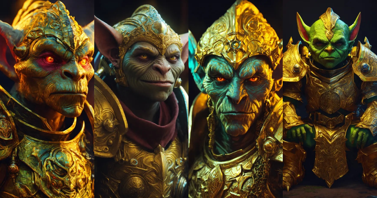 Lexica - A colorful portrait of a goblin, A FIERCE goblin IN FULL ...