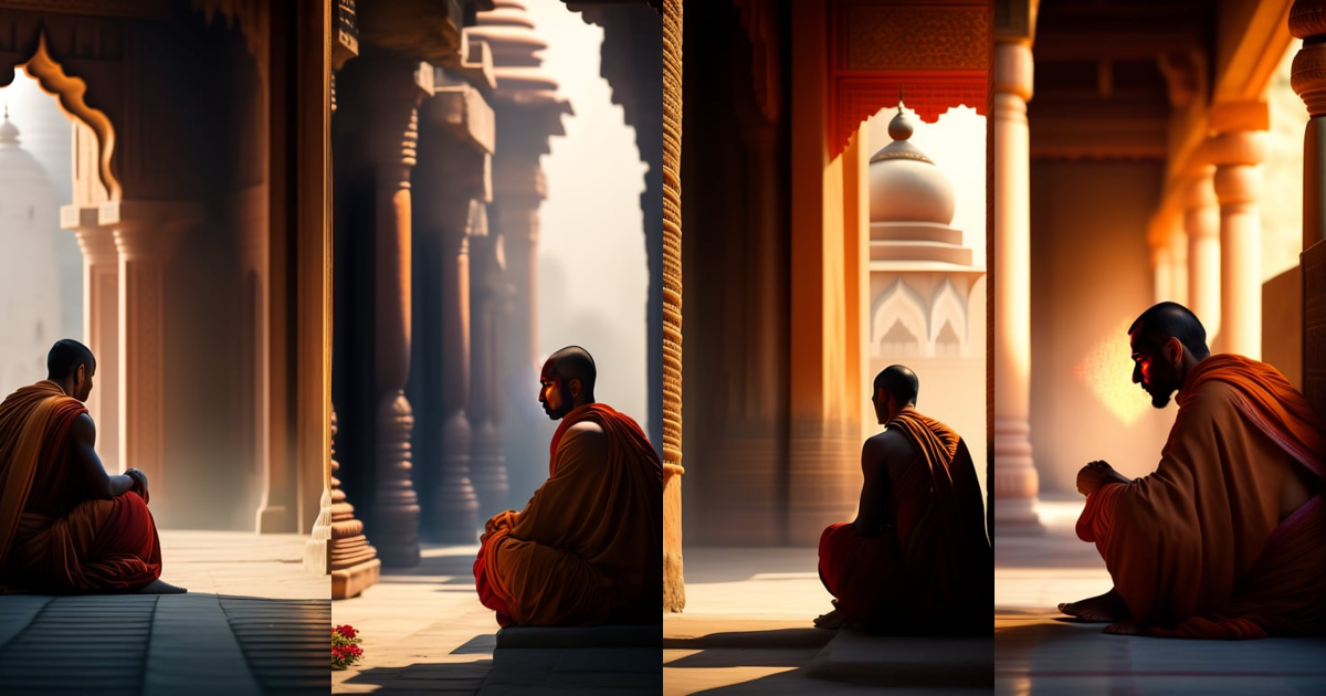Lexica - The monk is sitting in an empty temple, and the endless nature ...