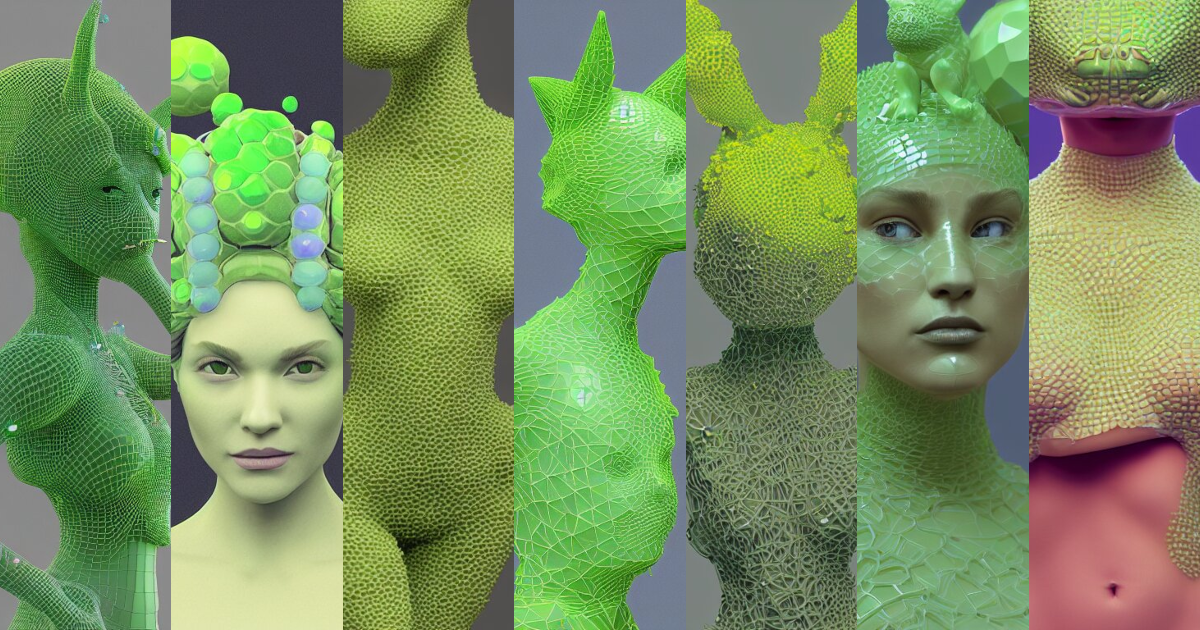Lexica - Epic 3 d sculpture of trans model, mesh headdress, 2 0 mm ...