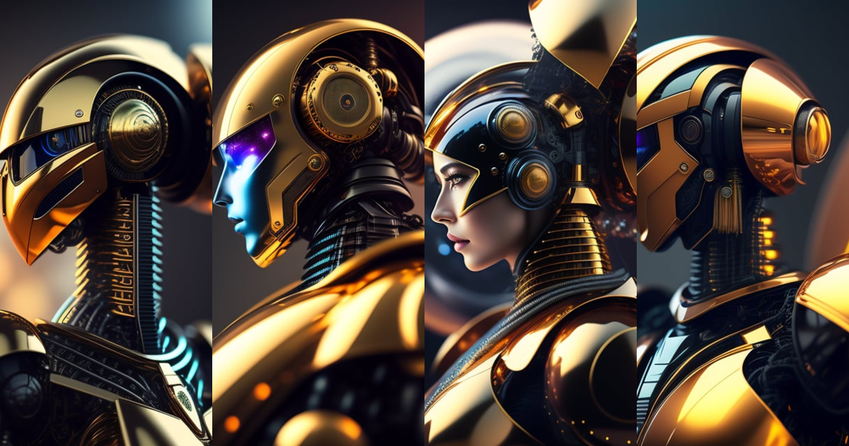 Lexica - Techno magic robot, side portrait, realistic, half body shot ...