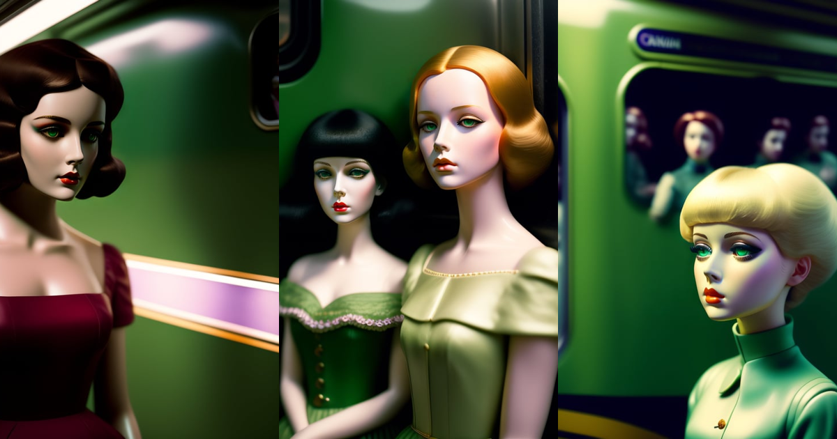 Lexica - Animatronic dolls on the subway by margaret keane, 1 9 6 0 s ...