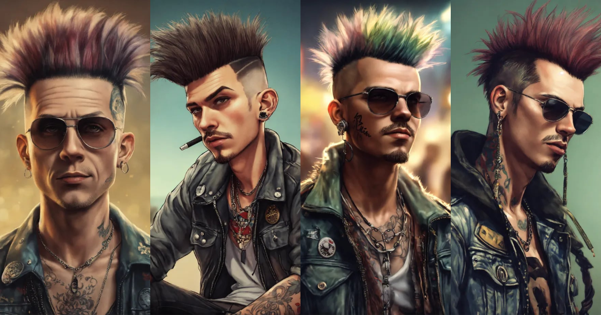 Lexica - Cool male punk rocker, a funny caricatured, soft thin pencil ...