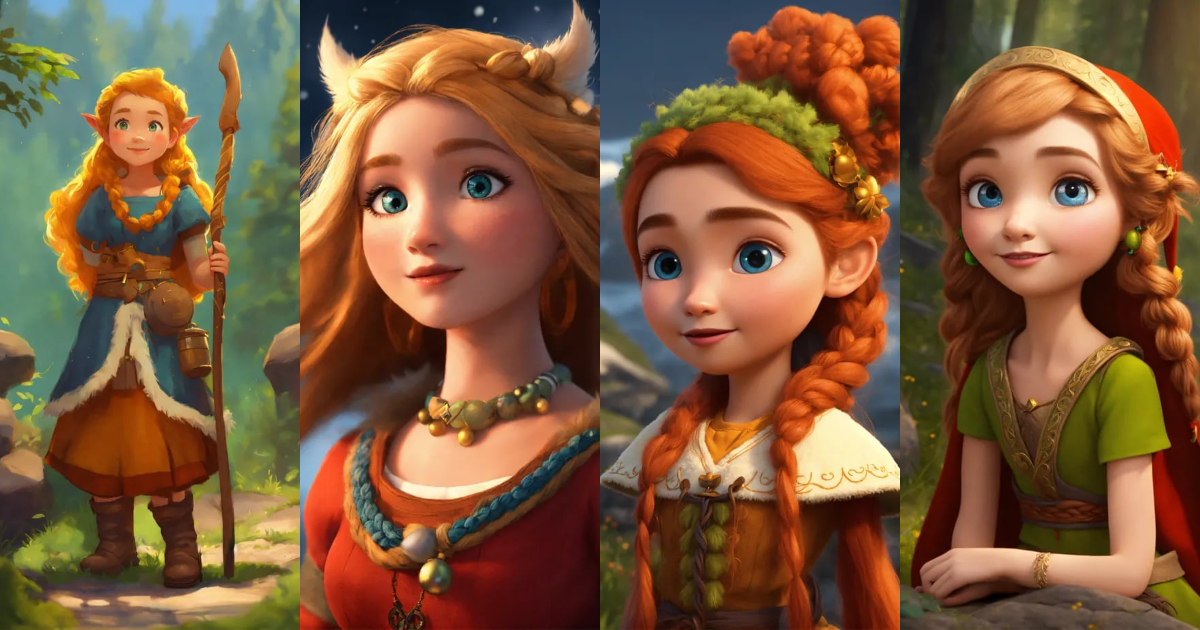 Lexica - A cute Huldra, norwegian folklore, pixar animation style