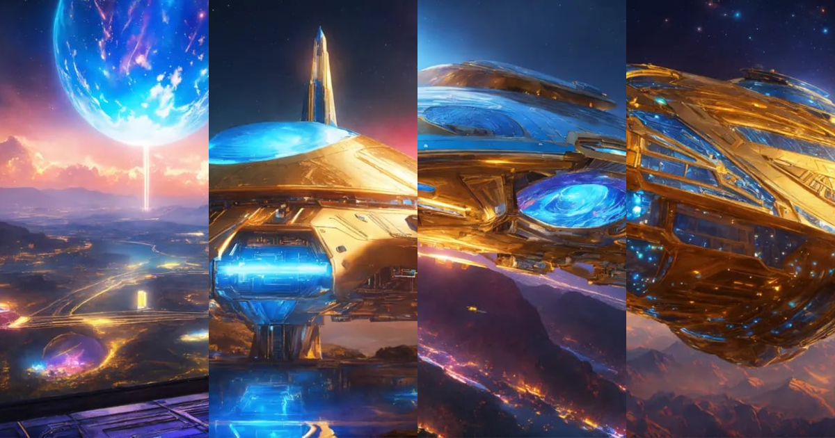 Lexica - Futuristic spaceship,alien design,flying in starry space ...