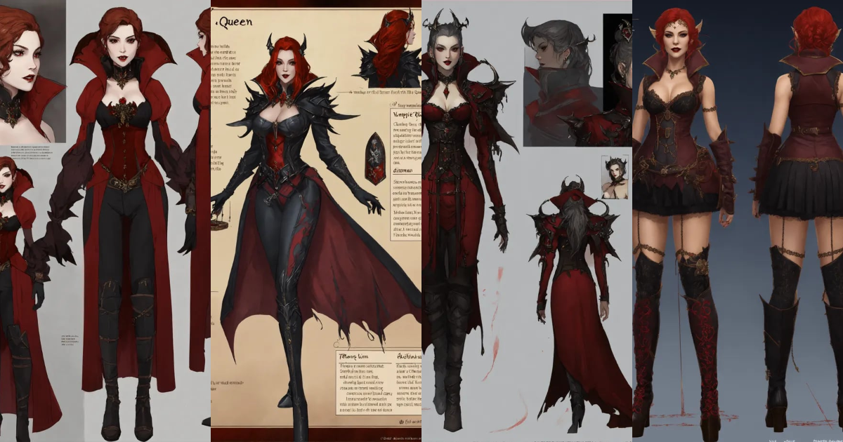 Lexica - Vampire queen, character sheet, character design, chart ...