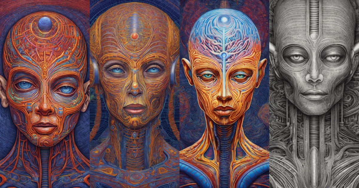 Lexica - Generate an illusion of reality in the art style of Alex Grey ...