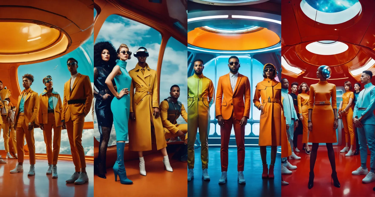 Lexica - Fashion photoshoot, futuristic, diverse group of men and women ...