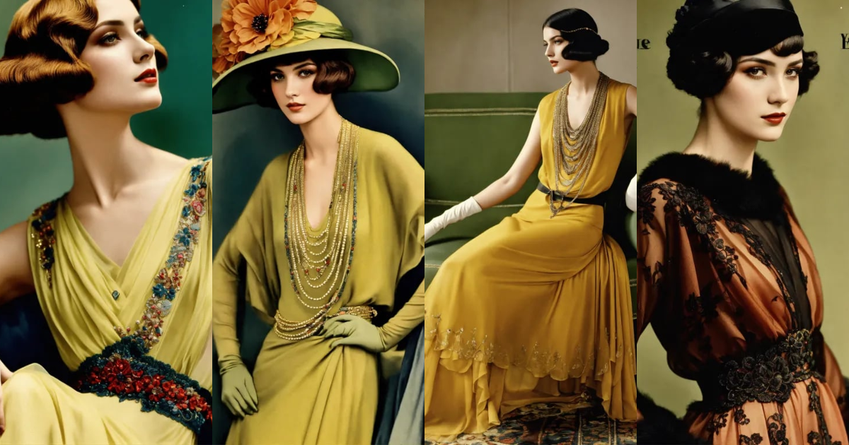 Lexica - Modelo,com vestido de época, 1920, na capa da revista vogue