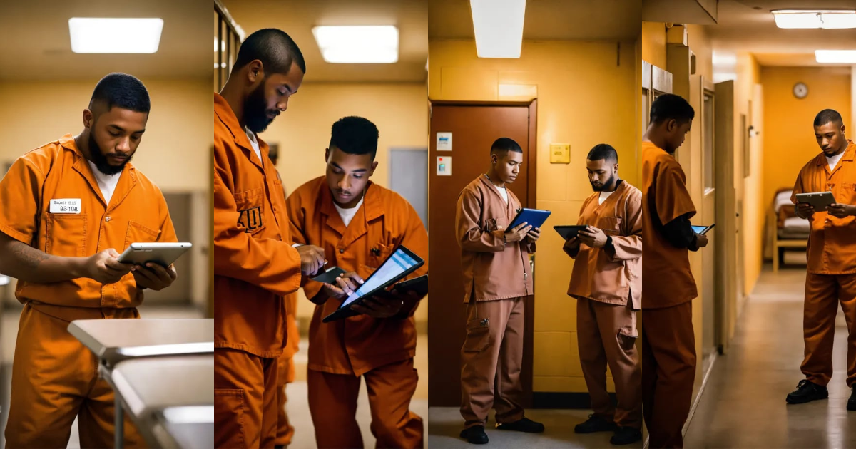 Lexica - An jail inmate using a tablet for educational purposes, inmate ...