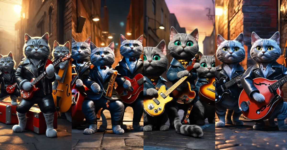 Lexica - 3d image of 3 solid grey color grey russian cats playing in a ...